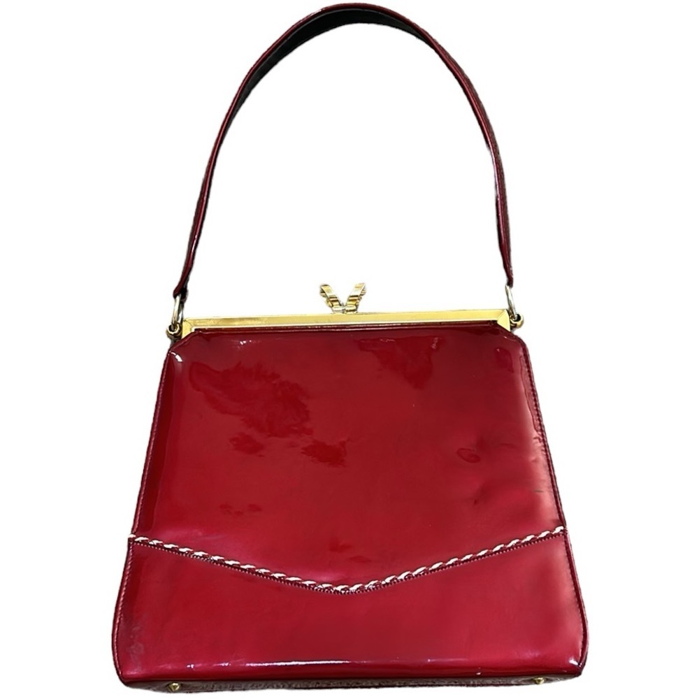 Vintage 50’s 60’s, Red Patent “Leather” Handbag - Gem